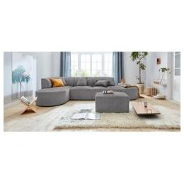 Ecksofa Andas "Alesund L-Form" Sofas Gr. B/H/T: 362cm x 84cm x 183cm, Cord, Ottomane links, grau (anthrazit) bestehend aus Modulen, auch einzeln erhältllich, miteinander verbunden