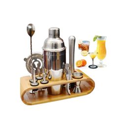 Vicbuy Cocktail Shaker 12-Tlg Set mit 11 Edelstahl-Zubehör & 1 Bambusständer