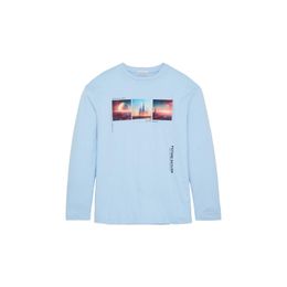 Tom Tailor Jungen Oversized Langarmshirt mit Bio-Baumwolle, blau, Fotoprint, Gr. 164