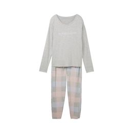 Tom Tailor Damen Pyjama in Melange-Optik, grau, Melange Optik, Gr. XL/42