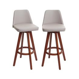 2er-Set Barhocker MCW-C43, Barstuhl Tresenhocker, Holz Kunstleder drehbar MVG-zertifiziert ~ taupe