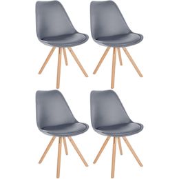 CLP 4er Set Stühle Sofia Mit Kunstlederbezug Und Hochwertiger Polsterung I Besucherstühle Mit Robustem 4-Fuß Holzgestell
