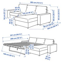 IKEA VIMLE 3er-Bettsofa mit R&eacute;camiere