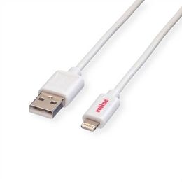 ROLINE USB 2.0 Sync- & Ladekabel mit Lightning Connector, weiß, 0,15 m