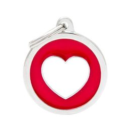 MyFamily ID Tag "Big Red Circle White Heart"