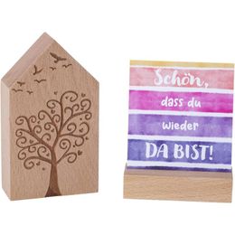 Geschenkset Holzhaus mit 25 Motivkarten mit Spruch