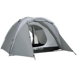 Outsunny Campingzelt für 2-3 Personen Glasfaser Tür mit Reißverschluss Meshfenster inkl. Transporttasche Kupp