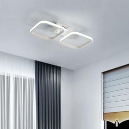 Moderner LED-Deckenleuchter Weiß 30W, Kreatives Design mit 2 Quadraten, Weißes Licht 6500K, für Küche, Schlafzimmer, Flur (Durchmesser 50 cm) - Comely