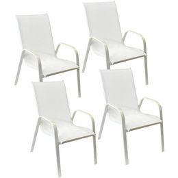Satz von 4 Stühlen marbella aus weißem Textilene - weißes Aluminium - Weiß