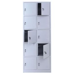 Schließfachschrank MCW-L58, Aktenschrank Büroschrank Mehrzweckschrank, abschließbar Metall 185x70x40cm ~ grau