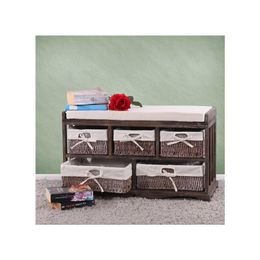 MCW Kommode und Sitzbank mit 5 Schubladen, 45x77x36cm, Shabby-Look, Shabby Vintage ~ braun