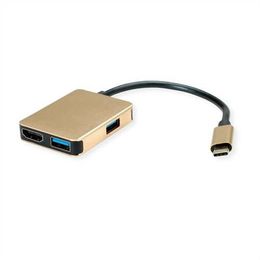 ROLINE GOLD USB Typ C Dockingstation, HDMI 4K, 2x USB 3.2 Gen 1, 1x PD