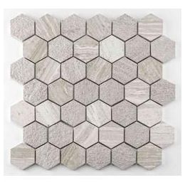 Mosaikfliese Marmor Hexagon 30 x 30 cm creme-mix Steingröße: ca. 4,8 x 5,5 cm