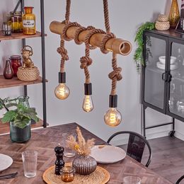 hofstein Asmara Pendelleuchte Braun, Naturfarben, 3-flammig