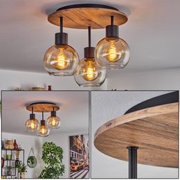 hofstein Vouhet Deckenleuchte Braun, Holzoptik, Schwarz, 3-flammig