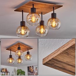 hofstein Vouhet Deckenleuchte Braun, Holzoptik, Schwarz, 4-flammig