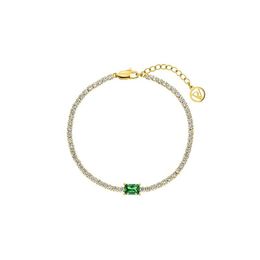 Paul Valentine Armband "Emerald Tennis" Edelstahl, 14K vergoldet