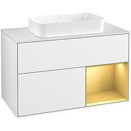 Villeroy & Boch Villeroy und Boch Finion Waschtischunterschrank F661HFGF 100x60,3x50,1cm, Regal rechts Gold matt, Glossy white lacquer