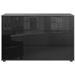 Schubkastenkommode wimex "Saigon" Sideboards Gr. B/H/T: 130 cm x 83 cm x 41 cm, 6, schwarz (graphit, glas schwarz) Schubladenkommoden mit 6 Schubladen, wahlweise Glas-oder Spiegelfronten