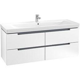 Villeroy & Boch Villeroy&Boch Subway 2.0 XL Waschtischunterschrank A69810MS,128,7x52x44,9cm,Weiß Matt,Griff chrom