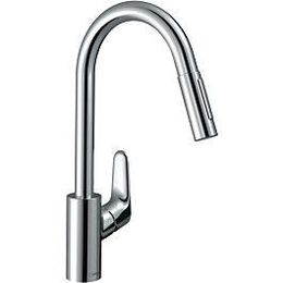 Hansgrohe Focus M41-240 Küchenarmatur 31815000 chrom, schwenkbarer Auslauf, herausziehbare Brause