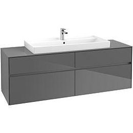 Villeroy & Boch Villeroy & Boch Collaro Waschtischunterschrank C03100FP, 1600x548x500mm, Glossy Grey