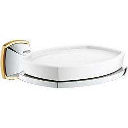 Grohe Grandera Seifenschale 40628IG0 chrom gold, Glas aus Keramik weiß