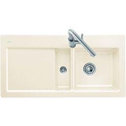 Villeroy & Boch Villeroy und Boch Subway Flächenbündige Spüle 67121FFU Becken rechts, mit Ablaufgarnitur und Handbetätigung, Ivory