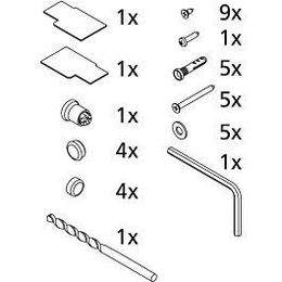 Kermi Nova 2000 Ersatzteilset 2505556 weiß, für Stabilisierung, mit Haken und Kleinteile