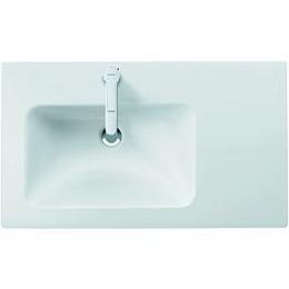 Duravit Me by Starck Möbel-Waschtisch 2345833200 83x49cm, Becken links, mit Überlauf, Hahnlochbank, 1 Hahnloch, weiß seidenmatt