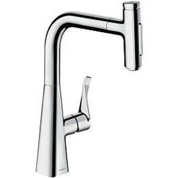 Hansgrohe Metris Select Küchenarmatur 73817000 mit Ausziehbrause, 2jet, sBox, chrom