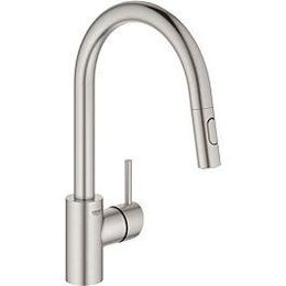 Grohe Concetto Spültisch-Einhebelmischer 31483DC2 supersteel, schwenkbarer Rohrauslauf, herausziehbare Dual-Spülbrause