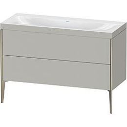 Duravit XViu Waschtisch-Unterschrank XV4712NB107C 120x48cm, 2 Schubkästen, ohne Hahnloch, champagner matt, Rahmen C, betongrau matt