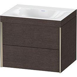 Duravit XViu Waschtisch-Unterschrank XV4614NB172C 60x48cm, 2 Schubkästen, ohne Hahnloch, champagner matt, Rahmen C, eiche dunkel gebürstet