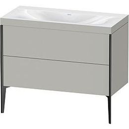 Duravit XViu Waschtisch-Unterschrank XV4711NB207C 100x48cm, 2 Auszüge, ohne Hahnloch, schwarz matt, Rahmen C, betongrau matt