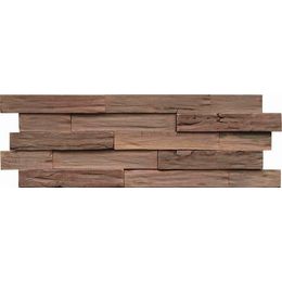 Wandpaneel Muster Indo Echtholzpaneel Driftwood, BxL: 20x56 cm, 0,112 qm, (Packung, 1-tlg) schallreduzierende Wandverkleidung mit 3D-Effekt, braun