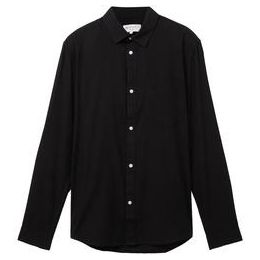 Tom Tailor DENIM Herren Oxford Hemd mit Brusttasche, schwarz, Uni, Gr. M
