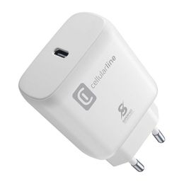 cellularline USB Typ-C Super Fast Travel Charger 25W USB-Ladegerät (Ladegerät Lader für Samsung Galaxy, Apple iPhone, Google Pixel), weiß