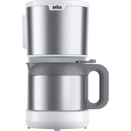 Braun Filterkaffeemaschine PurShine KF1505 WH mit Thermokanne, 1,2l Kaffeekanne, Papierfilter, weiß