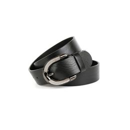 Anthoni Crown Ledergürtel mit aufwendiger Schmuck-Schließe, klassische Form, schwarz