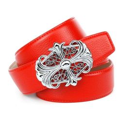 Anthoni Crown Ledergürtel in rot mit Unterführung, rot