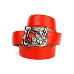 Anthoni Crown Ledergürtel mit Designer-Schließe, rot