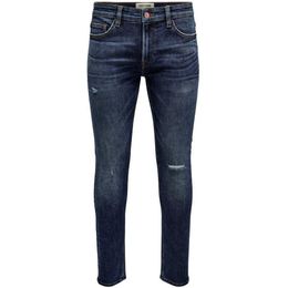 Only & Sons ONLY & SONS Slim-fit-Jeans ONSLOOM SLIM DMB 9595 DOT DNM NOOS mit Destroyed Effekt, blau