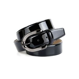Anthoni Crown Ledergürtel mit aufwendiger Schmuck-Schließe, Lackleder, schwarz