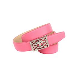 Anthoni Crown Ledergürtel Femininer Ledergürtel mit aufwendiger Schmuck-Schließe, rosa