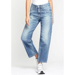 Gang Weite Jeans 94GLORIA in authentischer Waschung und leichten Destroyed Effekten, blau