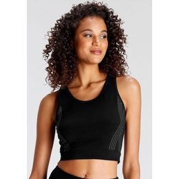 active by Lascana LASCANA ACTIVE Crop-Top mit reflektierendem Druck, schwarz