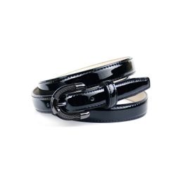 Anthoni Crown Ledergürtel Schmaler Lackledergürtel, dekorative Schließe, schwarz