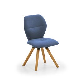 NIEHOFF SITZMÖBEL Niehoff Sitzmöbel Merlot Design-Stuhl Stativ-Gestell Massivholz/Stoff Venice 180° Drehbar mit Rückho Blau Wildeiche