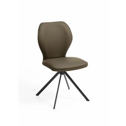 NIEHOFF SITZMÖBEL Niehoff Sitzmöbel Colorado Trend-Line Design-Stuhl Eisengestell - Leder Napoli oliv grün